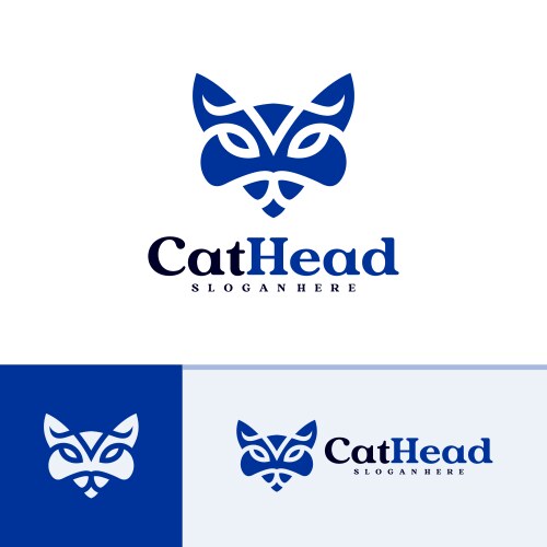 Cat logo template creative head design Royalty Free Vector