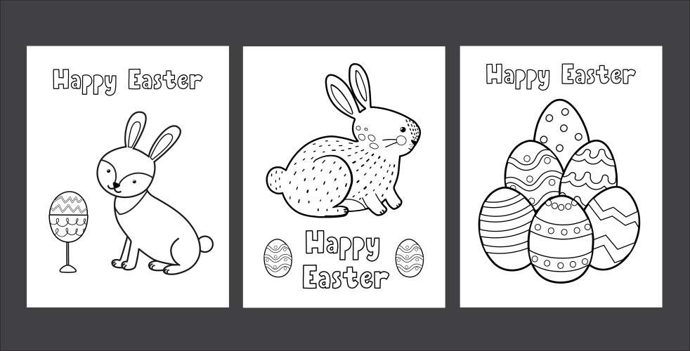 Happy easter coloring page for kids with eggs Vector Image