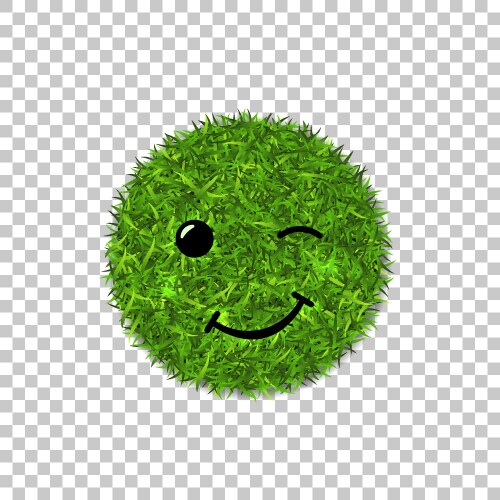Green grass face smile smiley grassy icon Vector Image