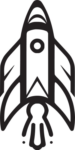 Black and white space rocket icon Royalty Free Vector Image