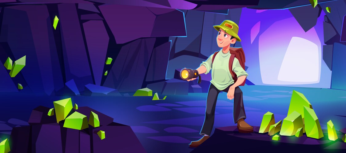 Cartoon treasure cave with piles of coins gold Vector Image