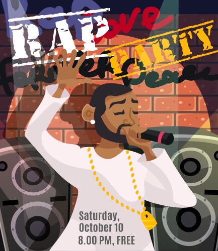 Rap music label Royalty Free Vector Image - VectorStock