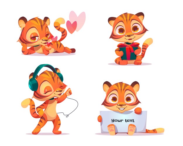 Cute baby tiger character sleep and peep Vector Image