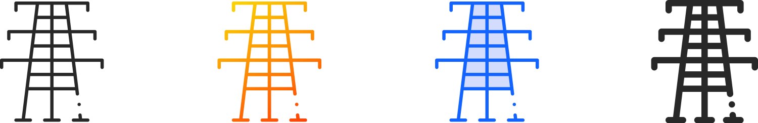 Drop tower iconthin linear gradient blue stroke Vector Image