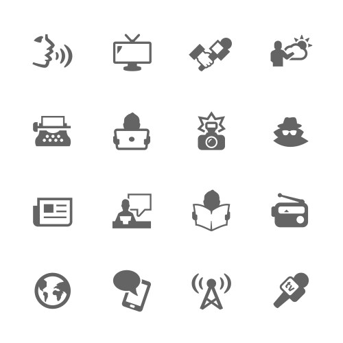 Media and communication icons set black series Vector Image