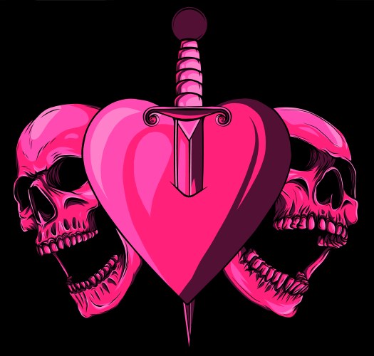 Hand devils skull and heart Royalty Free Vector Image