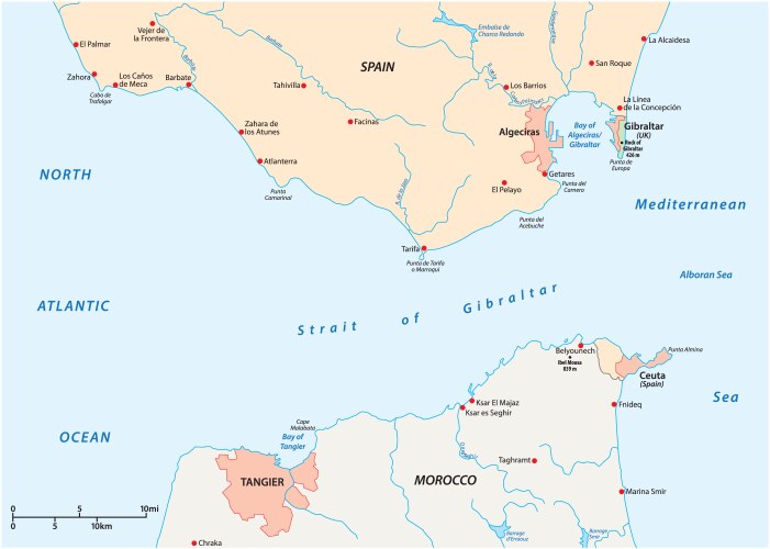 Road map spanish enclave ceuta Royalty Free Vector Image