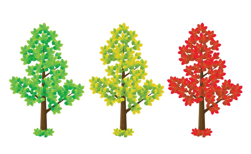 Green bushes and tree crown with white flowers Vector Image