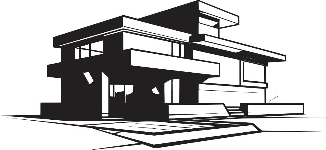 Duplex blueprint sketch house design logo Vector Image