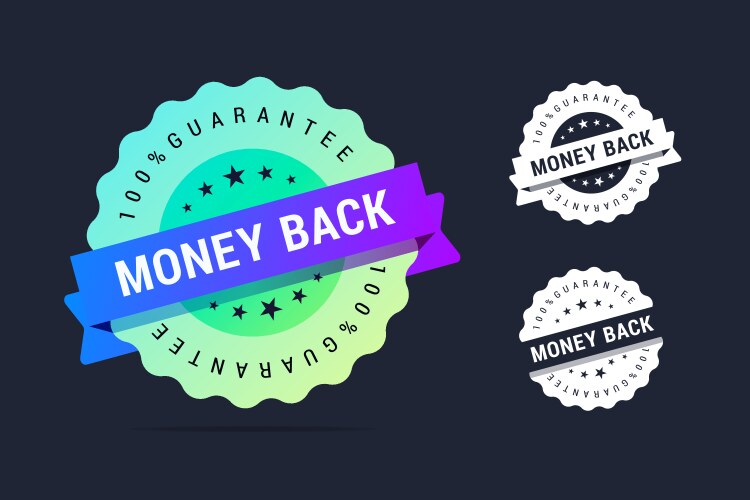 Golden money back guarantee labels Royalty Free Vector Image