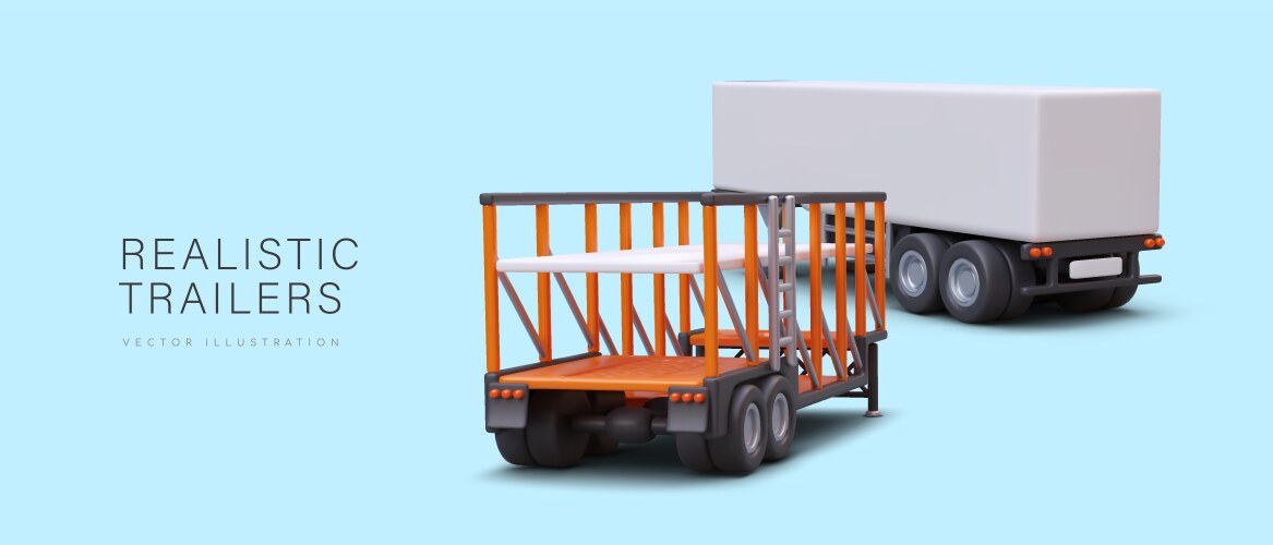 3d realistic closed type metal trailer Royalty Free Vector