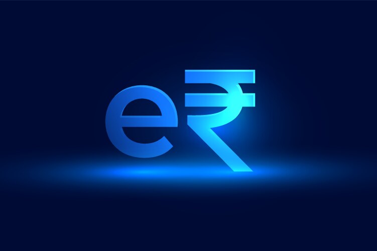 Virtual money e-rupi erupee symbol in network Vector Image