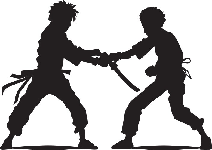 Rivalry showdown black logo of fighters Royalty Free Vector