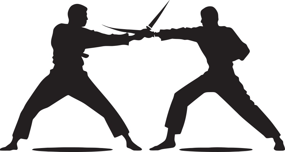 Rivalry showdown black logo of fighters Royalty Free Vector