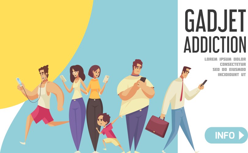 Children gadget addiction compositions Royalty Free Vector