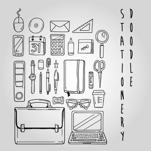 Doodle set of notebooks stationery Royalty Free Vector Image