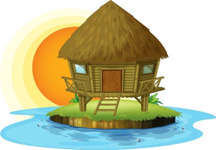 Cartoon hut on a white background Royalty Free Vector Image