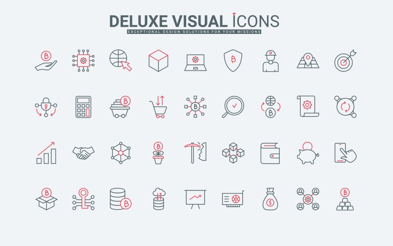 Engineering thin black and red line icons set Vector Image