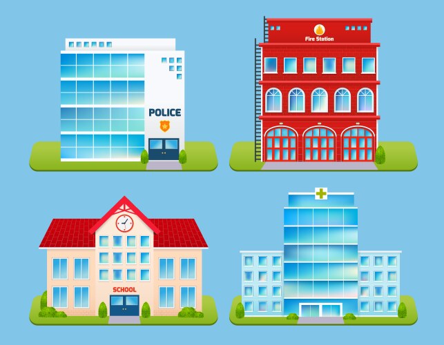 Various municipal buildings civil infrastructure Vector Image