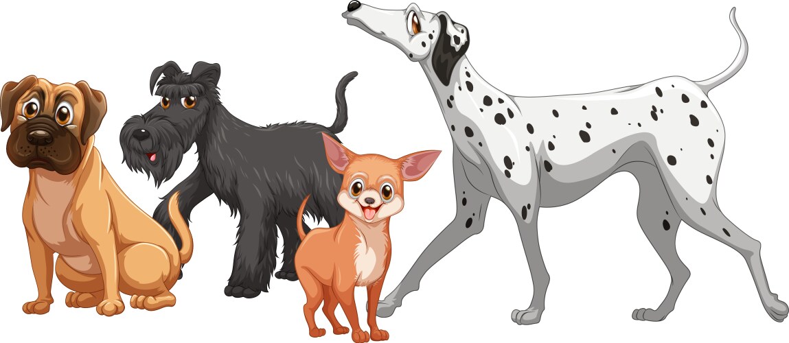 Group of dog breeds holding banner Royalty Free Vector Image