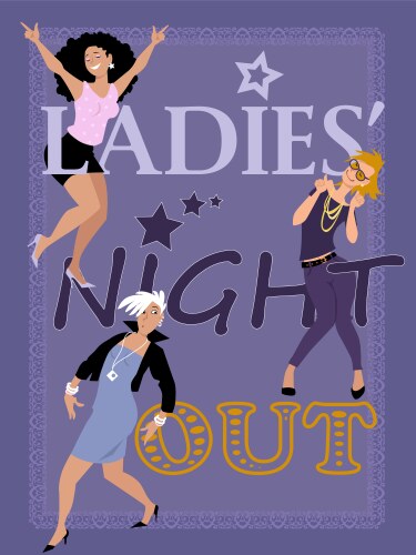Girls night out neon lettering on brick wall Vector Image