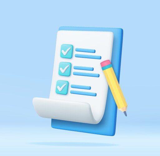 3d white paper task management todo check list Vector Image