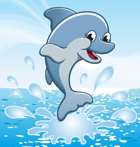 Cute cartoon dolphin Royalty Free Vector Image