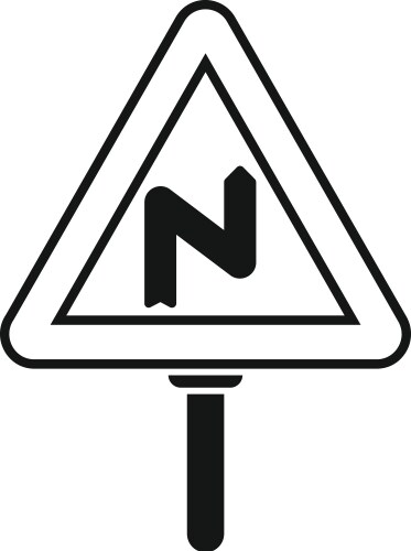 Red triangle road sign indicating double bend Vector Image