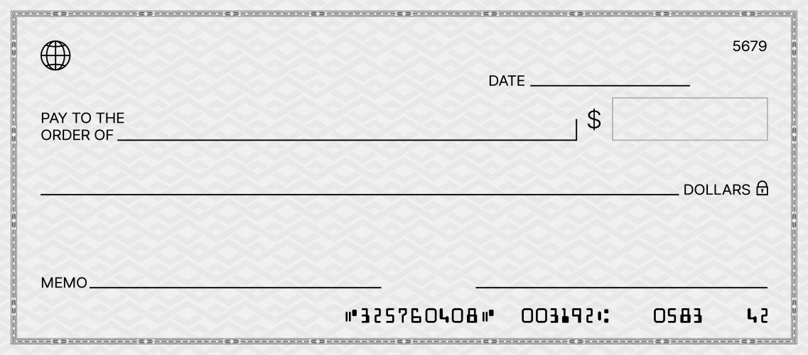 Bank Check Template - Green Guilloche Royalty Free Vector