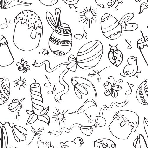 Cute easter doodle set - bunny basket Royalty Free Vector