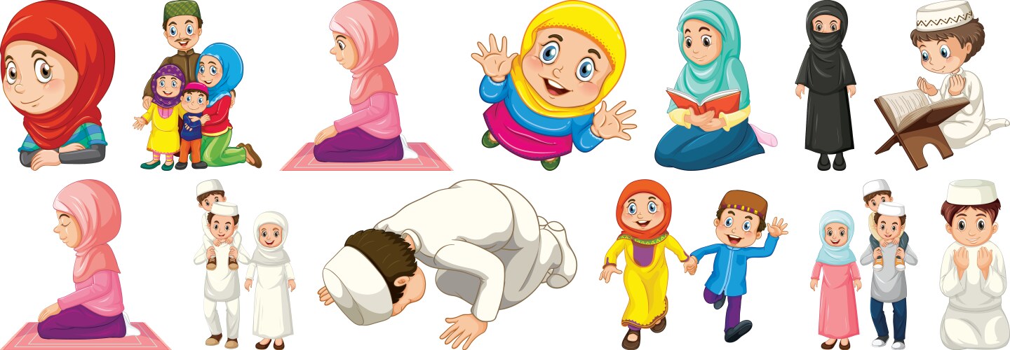 Cartoon arab family characters set Royalty Free Vector Image