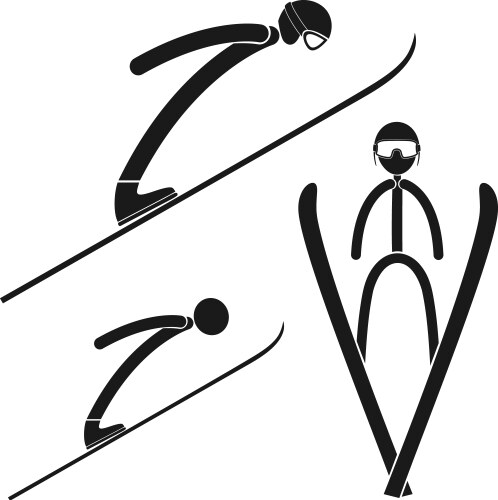 Skis with classic bindings and ski poles Vector Image