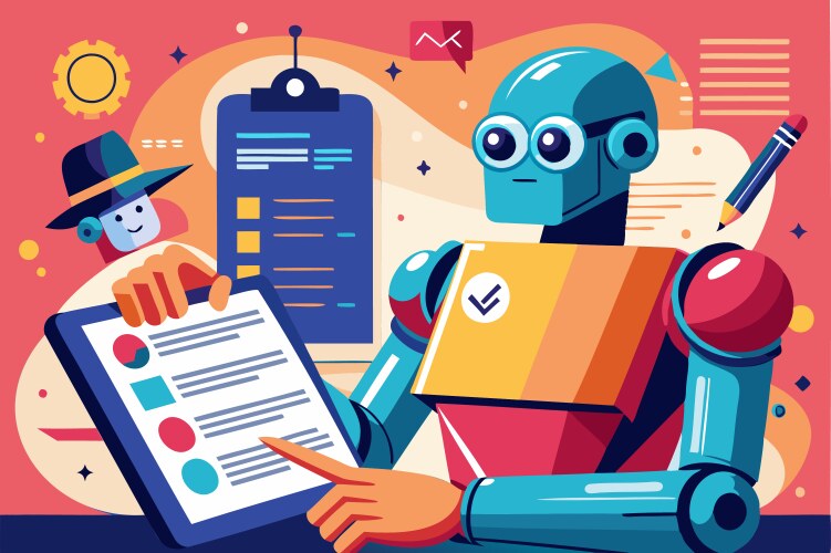 Ai robot job applicant future workforce Royalty Free Vector