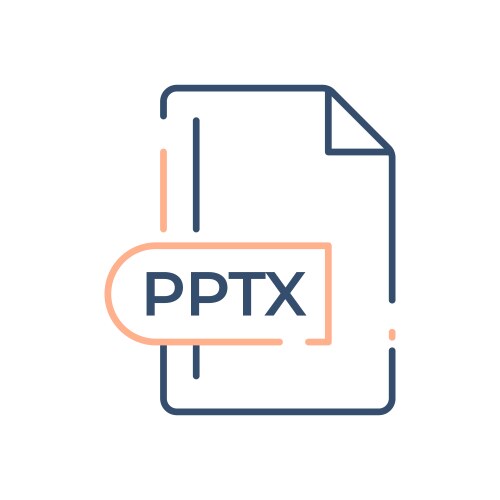 Pptx file format icon extension line Royalty Free Vector