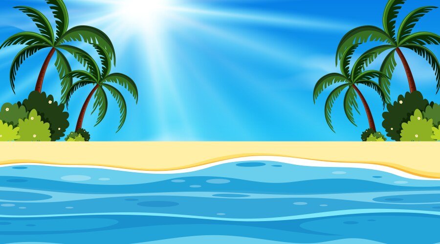 Summer beach and coconut trees background Vector Image