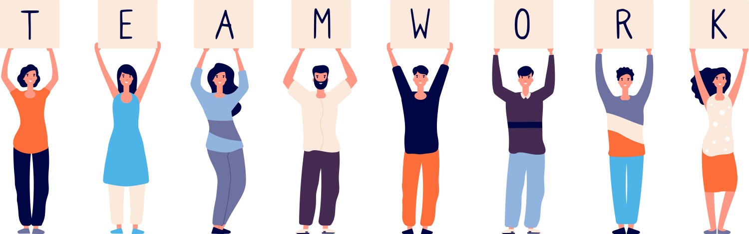 Cartoon employee team office workers group happy Vector Image