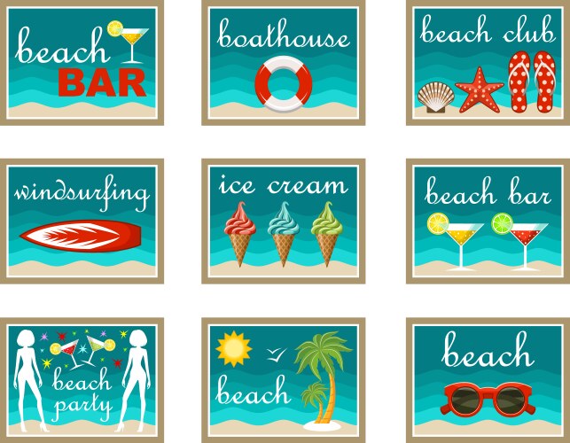 Beach icon set Royalty Free Vector Image - VectorStock