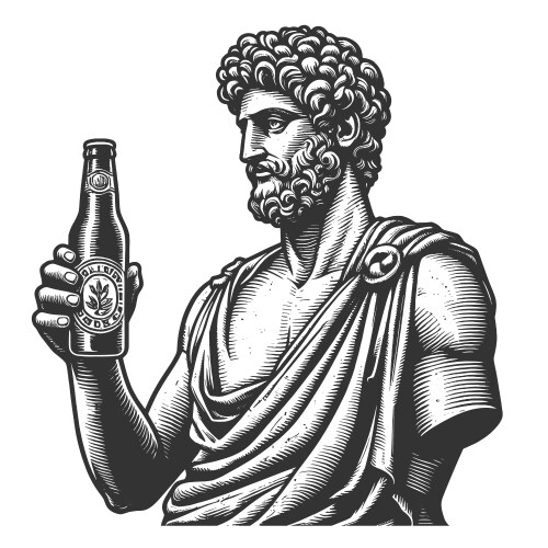 Statue with beer glass engraving Royalty Free Vector Image