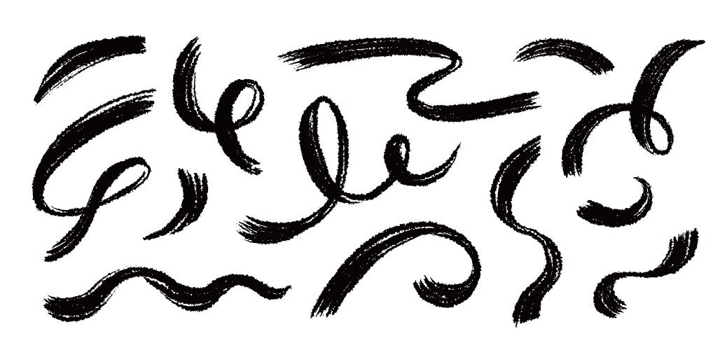 Brush line stroke squiggly paint set hand drawn Vector Image