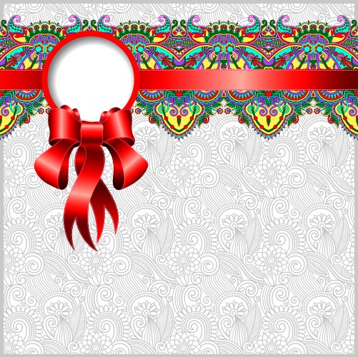 Ethnic ornamental pattern with silk ribbon Vector Image