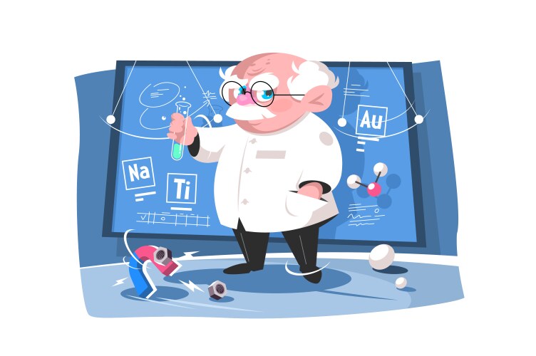 Scientist working on the computer Royalty Free Vector Image