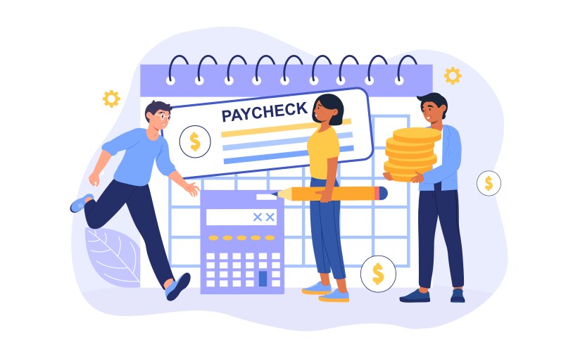 People with paycheck concept Royalty Free Vector Image