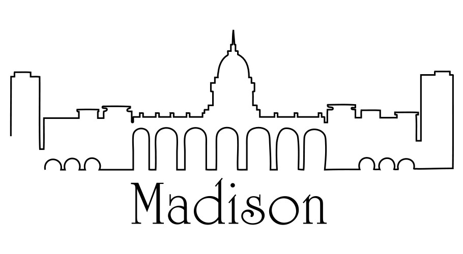 Madison wisconsin skyline detailed city silhouette
