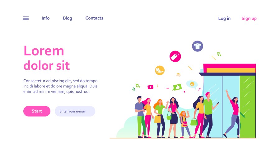 Queue people horizontale sets Royalty Free Vector Image