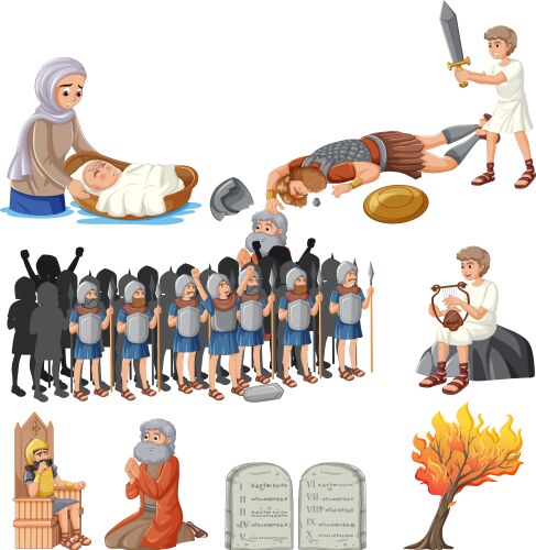 David and goliath a cartoon bible story Royalty Free Vector