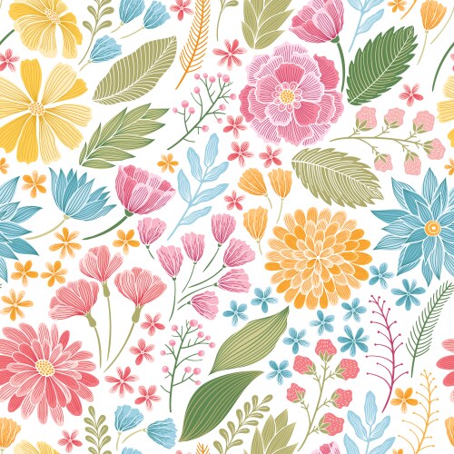 Elegant seamless floral pattern with fall flowers Vector Image