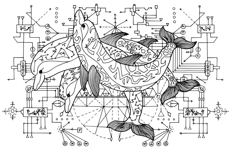 Moon glyphs sacred geometry line style Royalty Free Vector