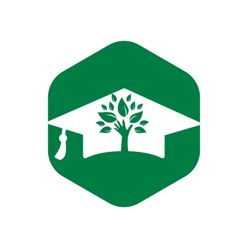 Graduation cap and hand tree logo design Vector Image