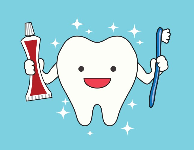 Smiling Tooth with Bunting Flag Royalty Free Vector Image