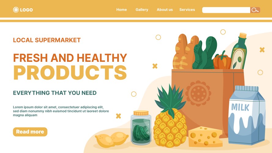 Hand drawn supermarket youtube thumbnail Vector Image